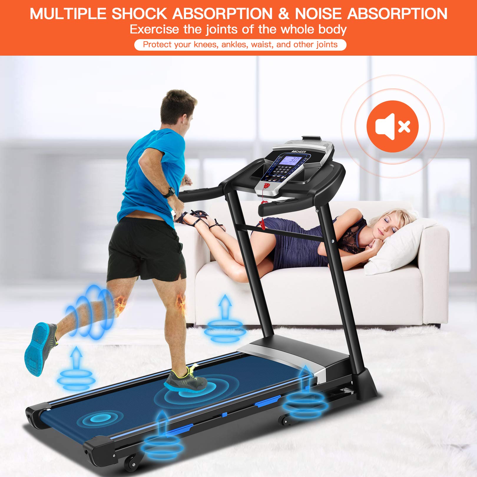 2.5HP Treadmill 300lb Capacity,Folding Compact Treadmill with Remote Control,LED Touch Screen,Running Electric Machine