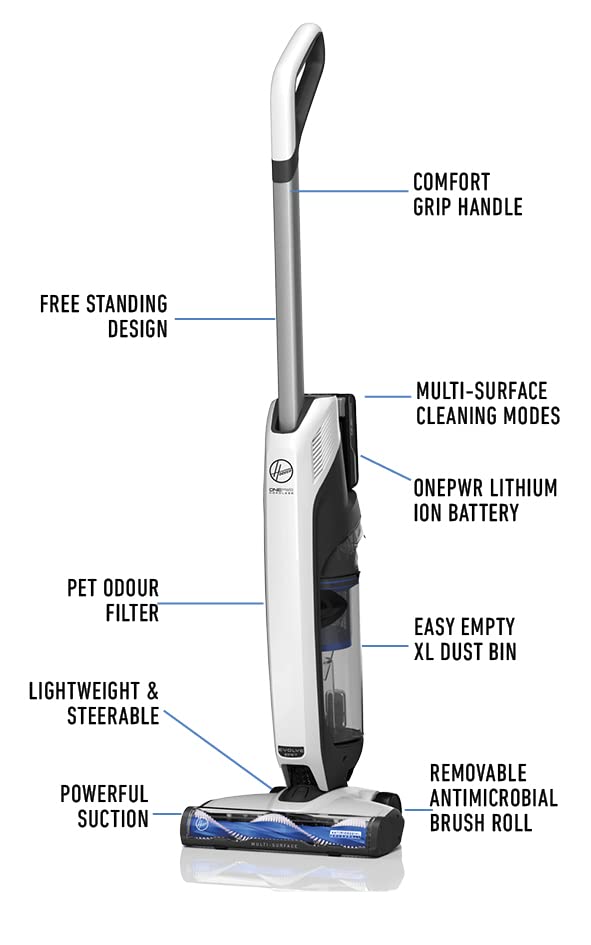 Hoover ONEPWR Evolve Pet Cordless Small Upright Vacuum Cleaner, Lightweight Stick Vac, For Carpet and Hard Floor, BH53420V, White