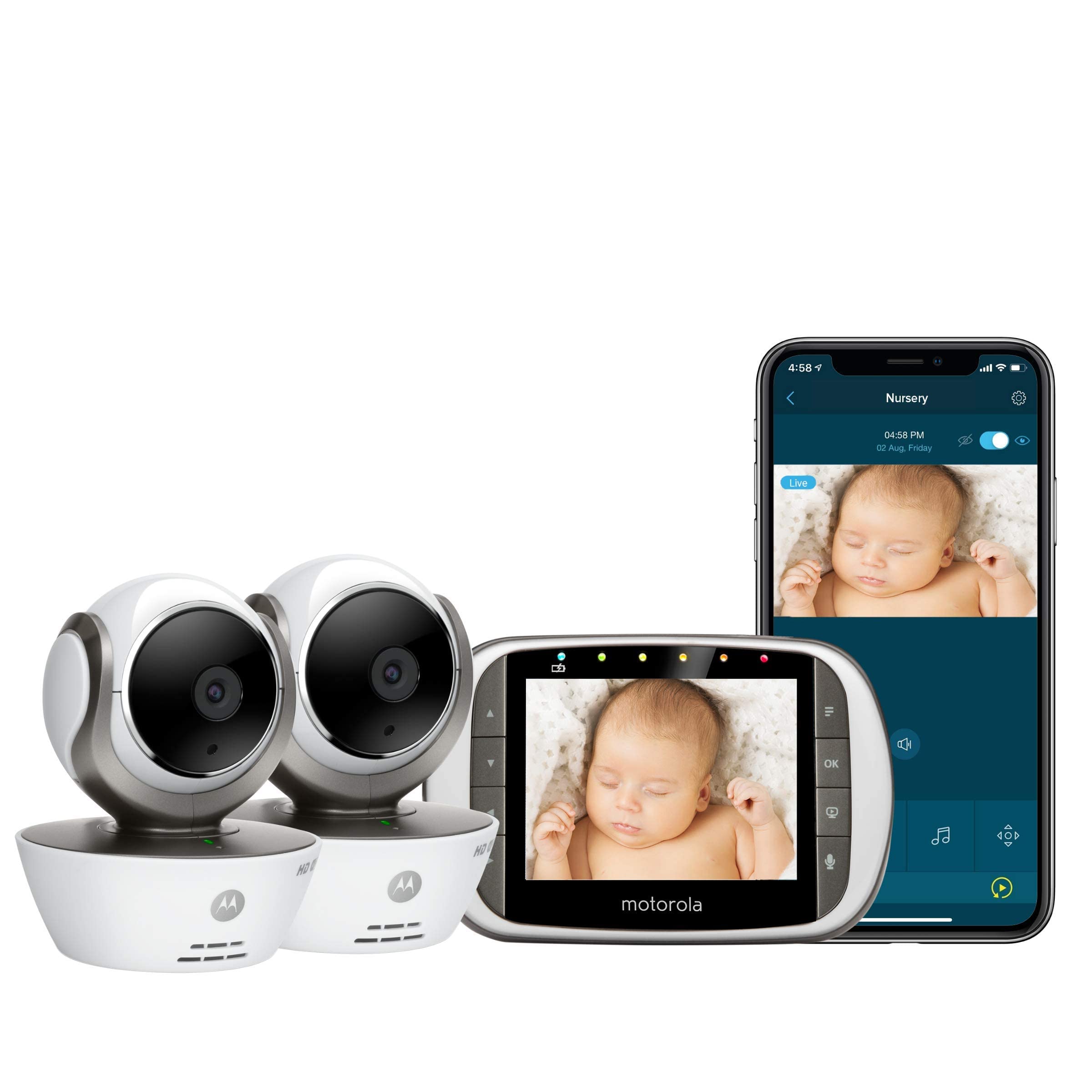 Motorola MBP853CONNECT-2 Dual Mode Baby Monitor with 2 Cameras and 3.5-Inch LCD Parent Monitor and Wi-Fi Internet Viewing (Renewed)