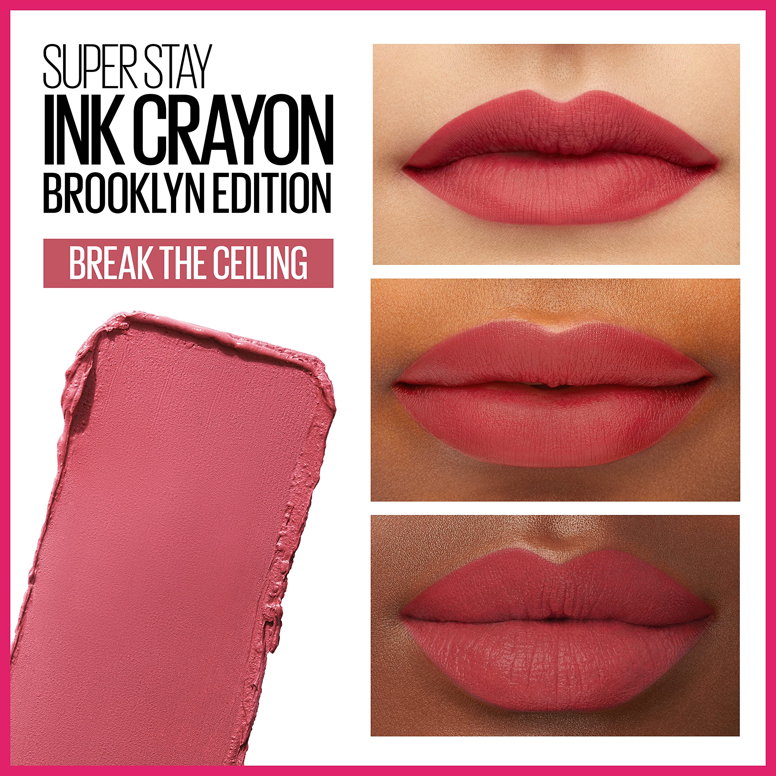 Maybelline Super Stay Ink Crayon Matte Longwear Lipstick Makeup, 145 Break The Ceiling, 0.04 oz