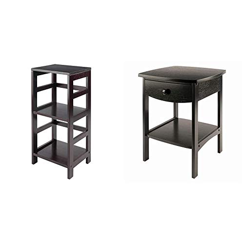 Winsome Leo Model Name Shelving, Tall, Espresso & Wood Claire Accent Table, Black