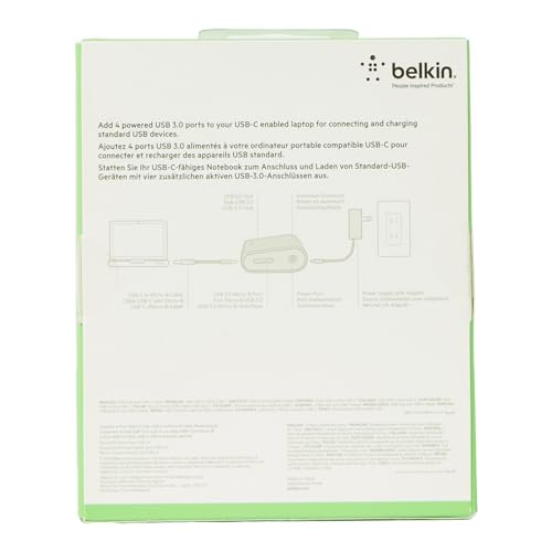 Belkin 4-Port USB-C Hub with Cable - Black (F4U088VF)
