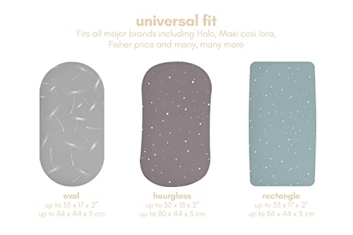 Bear’s Little Fish 100% Organic Cotton Baby Bassinet Sheets - Soft Fitted Crib Sheets for Hourglass Rectangular Oval Bassinet Mattress Pad Baby Basket Bedside Bassinet Sheets - 3-Pack