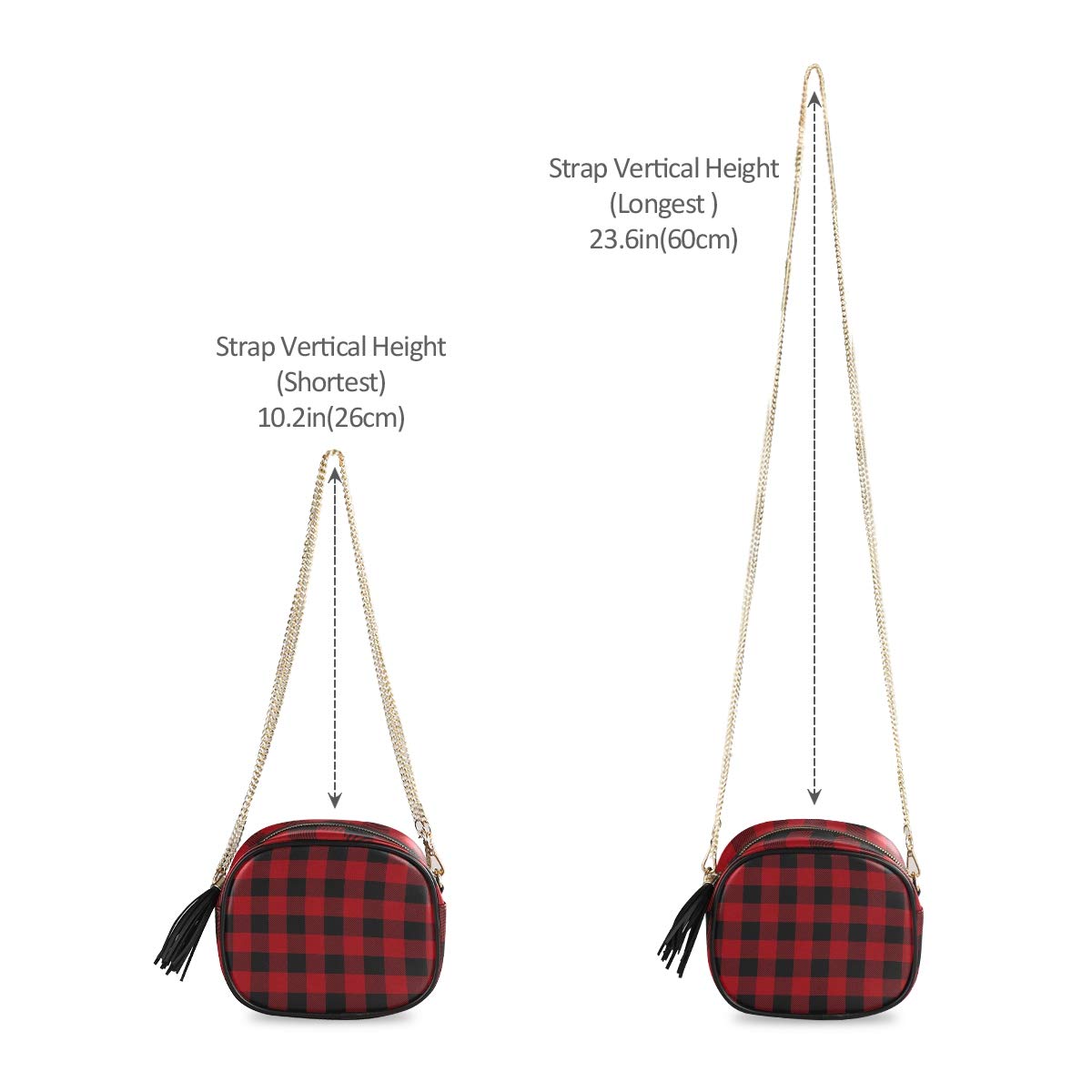 ALAZA PU Leather Small Crossbody Bag Purse Wallet Red Black Buffalo Lattice Plaid Cell Phone Bags with Adjustable Chain Strap & Multi Pocket
