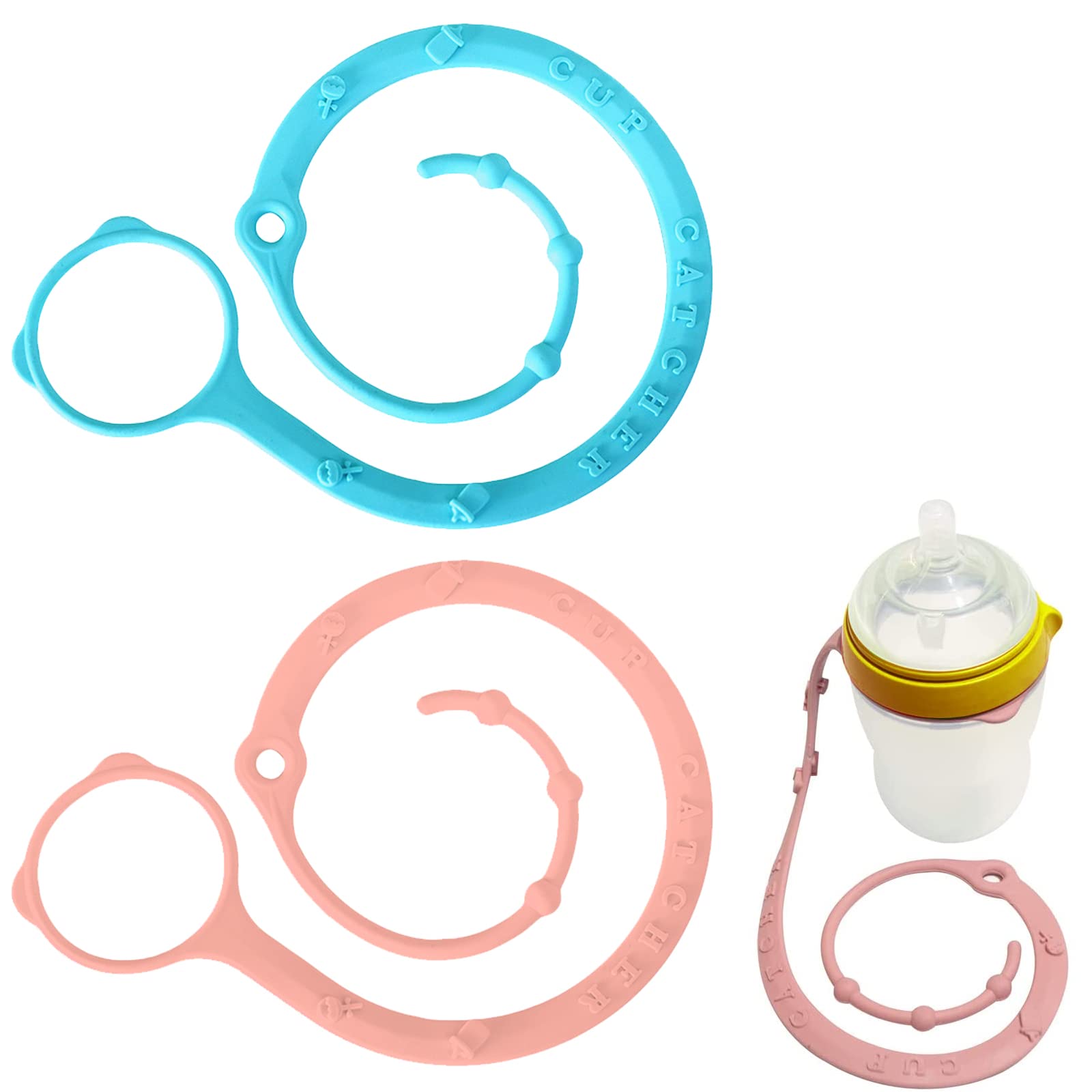 2PCS Toy Safety Straps Baby Sippy Cup Holder Strap Stretchable Silicone Pacifier Clips Toddler Toy Bottle Harness Straps for Strollers, High Chair, Cribs, Bags