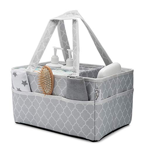 Comfy Cubs Baby Diaper Caddy Large Organizer Bag Portable Basket for Car Bedroom Travel Storage Changing Table (Grey)