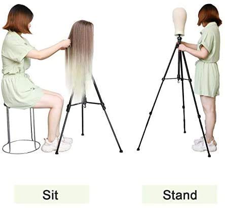 DANSEE Wig Stand Tripod, Metal Mannequin Head Stand Adjustable (24 - 64 inch)