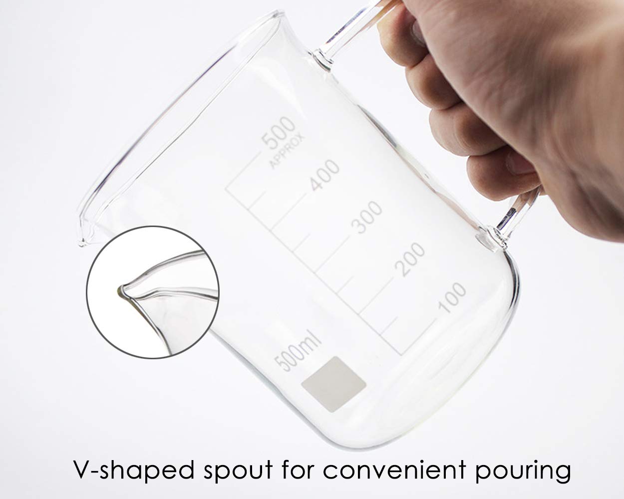 DS. DISTINCTIVE STYLE Chemistry Glass Beaker with Handle 500 Milliliters Lab Beaker Borosilicate Glass Measuring Cup for Laboratory