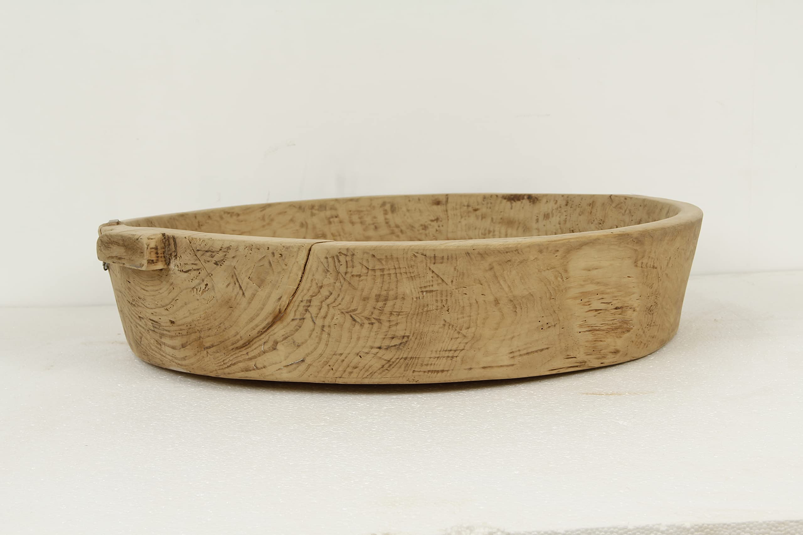 Artissance Approx. 24" Wide 7" High Large Round Weathered Natural Wooden Indoor/Outdoor Antique, Home Kitchen Dining Garden Display Plate (Size & Finish Vary) Serving Trays