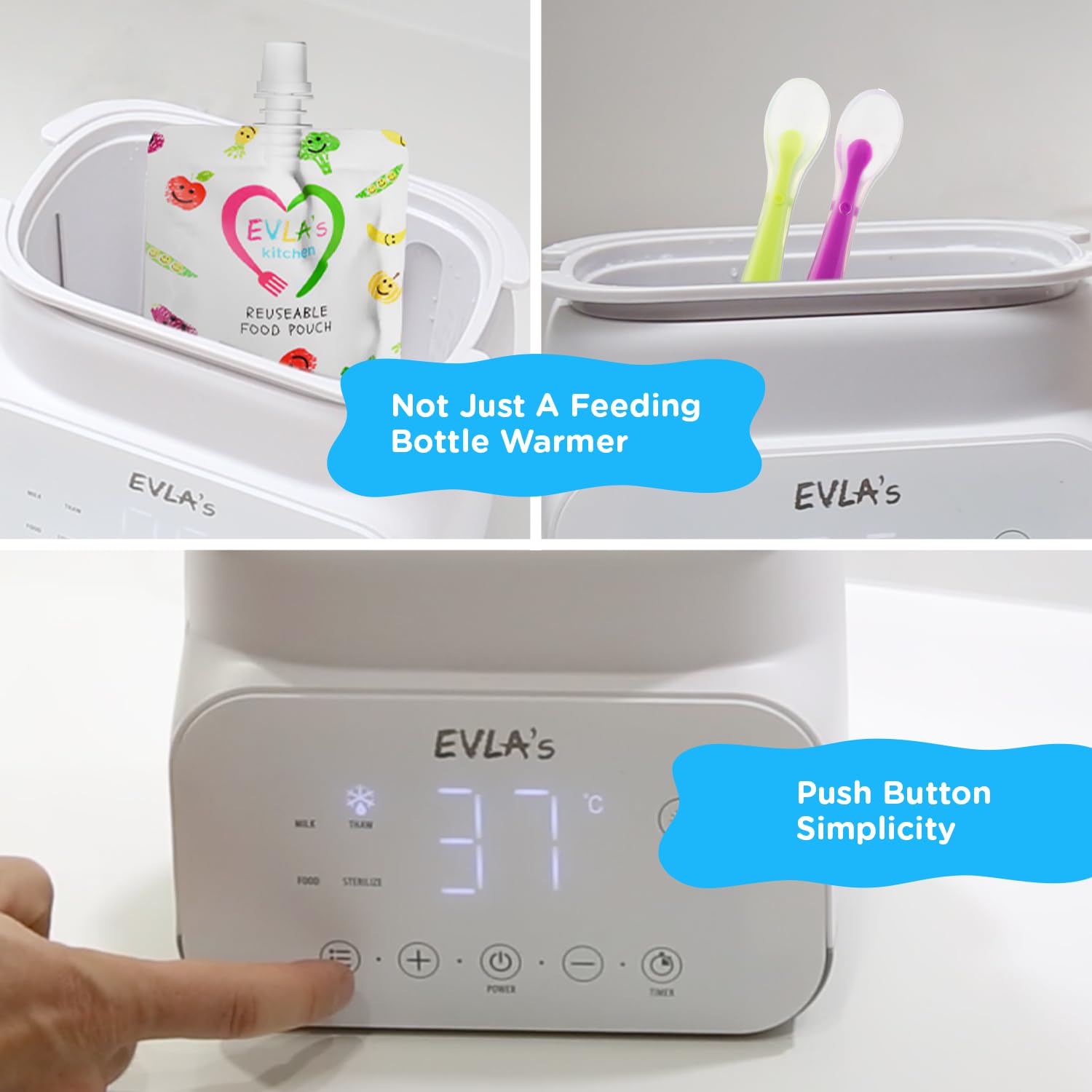 EVLA’S Baby Bottle Warmer, Multi-Function Feeding Bottle Warmer, Fast and Accurate Breastmilk and Formula Milk Warmer with Timer, Defrost, Keep Warm, Baby Food Jar Heating Functions, White