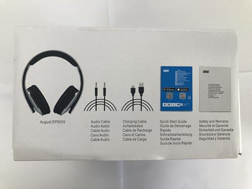 August EP650 Bluetooth Wireless Over Ear Headphones with aptX LL Low Latency/Multipoint/NFC / 3.5mm Audio in/Headset Microphone - Silver