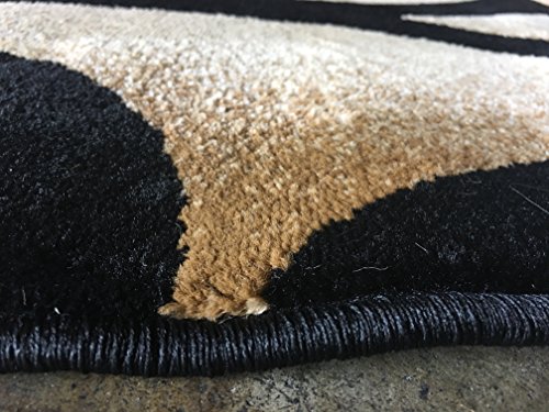 Bellagio Modern Round Contemporary Area Rug Black Carpet King Design 341 (5 Feet 3 inch X5 Feet 3 Inch )