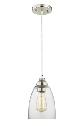 WISBEAM Pendant Lighting Fixture, Hanging Ceiling Lights with E26 Medium Base Max. 60 Watts, ETL Rated, Bulbs not Included, Nickel, 2-Pack