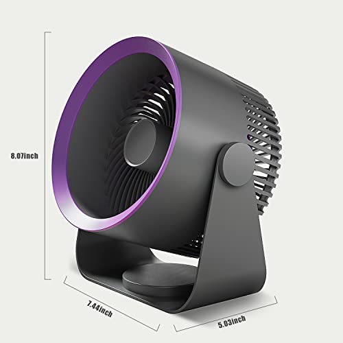 AIBAASAA table fan. Battery operated fan. Quiet home desk fan. Bedside fan. 4000 ma. Up and down 90° adjustable. Three speeds. Portable fan. Suitable for living room, bedroom, kitchen use. (Grey)