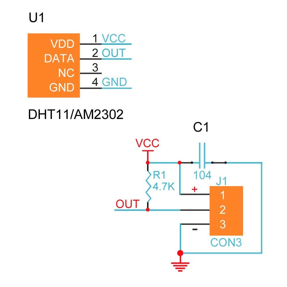 AOICRIE 2Pcs DHT22 AM2302 Digital Temperature Humidity Sensor Module Temperature Humidity Monitor Sensor Replace SHT11 SHT15 for Arduino Electronic Practice DIY