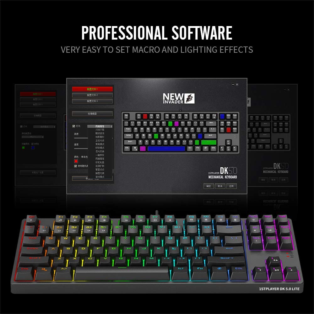 1ST PLAYER TKL RGB Gaming Mechanical USB Wired Keyboard DK5.0 LITE Cherry MX Brown Switch Equivalent Compact 87 Keys NKRO Tenkeyless LED Backlit Computer Laptop Keyboard for Windows PC Gamers