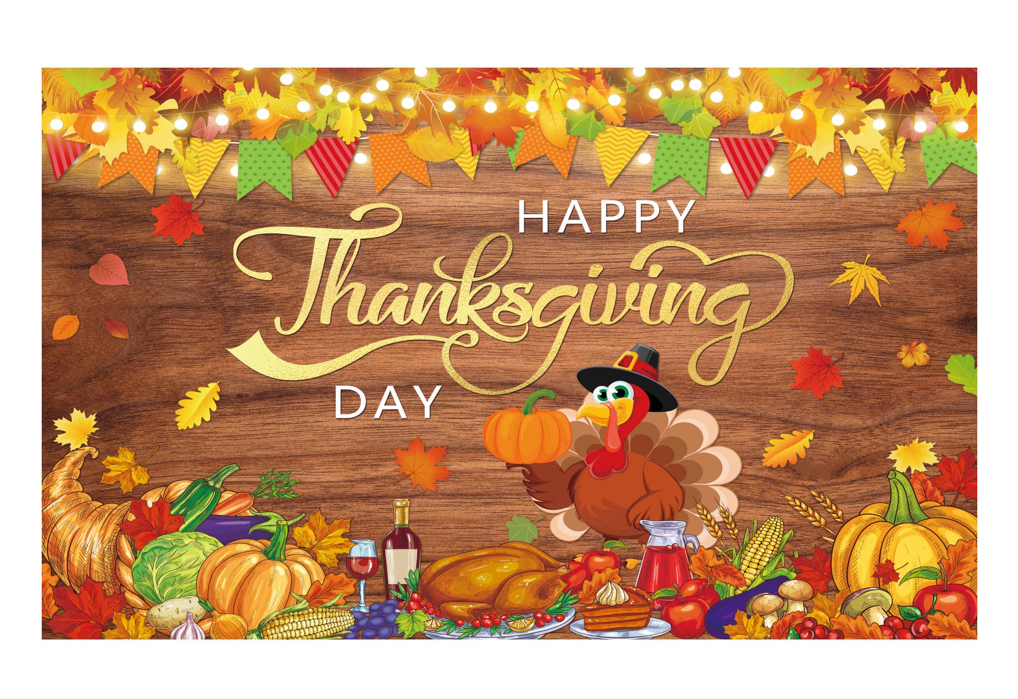 Allenjoy Happy Thanksgiving Day Backdrop for Autumn Fall Harvest Festival Give Thanks Thankful Turkey Pumpkin Birthday Baby Shower Party Supplies Decorations Banner Gifts Home Decor Background