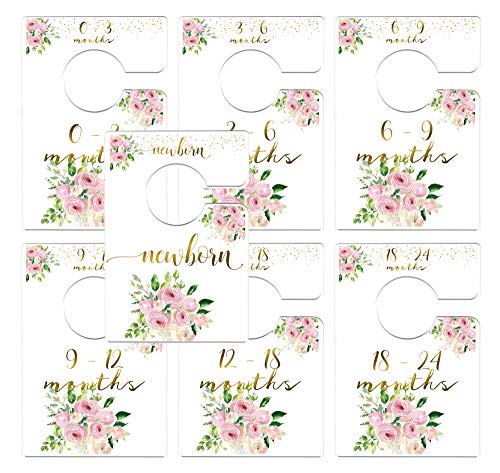 Mumsy Goose Nursery Closet Dividers Mauve Floral Baby Clothes Dividers Girl Grey Pink and Gold Closet Organizers