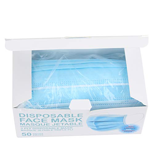Wish Disposable Face Mask 3 Ply (1 PACK 50 COUNT, BLUE)