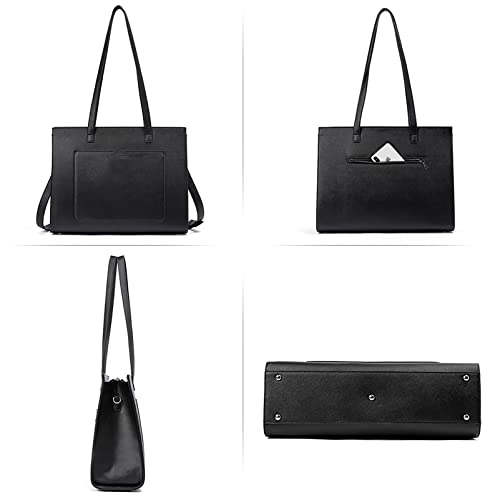 BROMEN Laptop Tote Bag 15.6 inch Briefcases for Women Stylish Business Office Work Tote Bag black