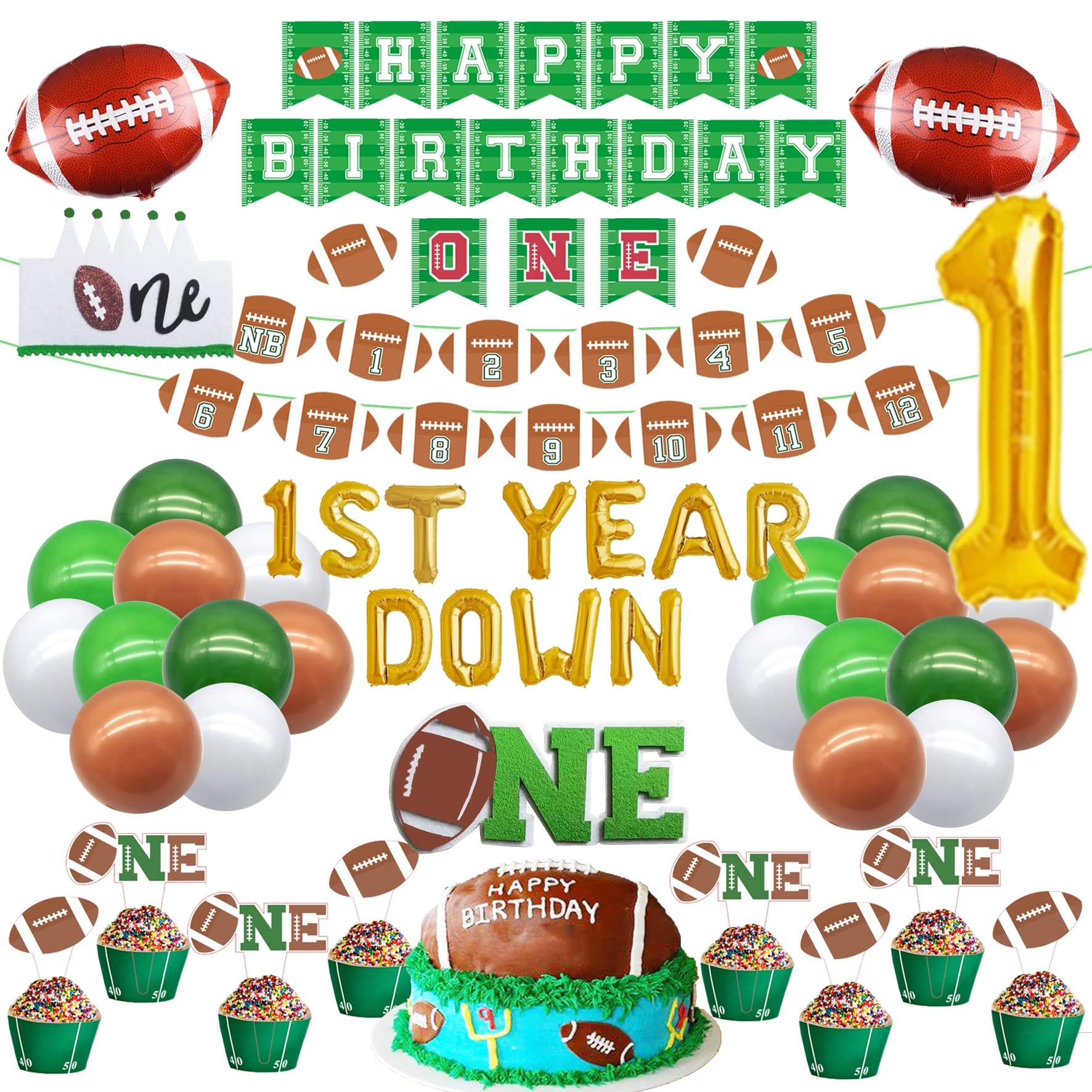 1st Year Down Football Birthday Decorations,1st Birthday Football Decorations For Boys,1st Down Football Birthday Decorations,1st Down Football Banner,1st Year Down Football Party Decorations