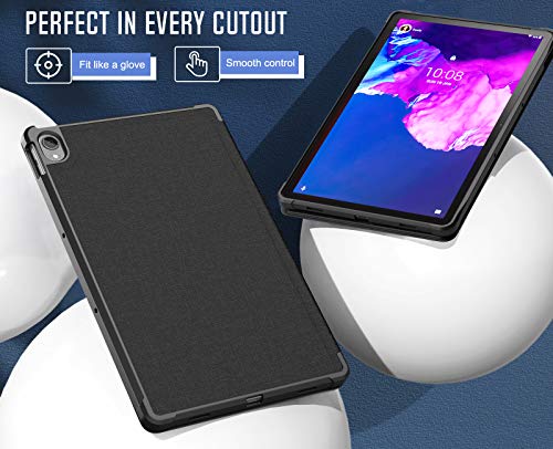 MoKo Case Compatible with Lenovo Tab P11 Plus Case 2021(TB-616F)/Tab P11 2020 11 inch (TB-J607F TB-J606X TB-J606F), Origami Standing Shell Cover Case with Multi Angle Magnetic TPU Back Cover, Black