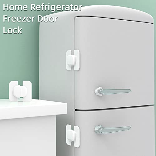 DANHAN 3 Pcs Baby Safety Fridge Lock, Refrigerator Fridge Freezer Door Lock for Kids,Child Proof Refrigerator Freezer Door Lock, No Tools Required and Easy Installation (White)