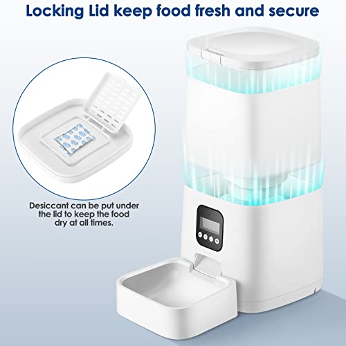 5L Automatic Cat Feeders, Farexon Auto Pet Feeder Dry Food Dispenser, Timed Cat Feeder with Dual Power Supply, Portion Control 1-4 Meals Daily, 10s Voice Recorder for Small & Medium Cats Dogs