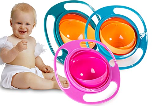 360 Spill Resistant Gyro Bowl with Lid(Pink)