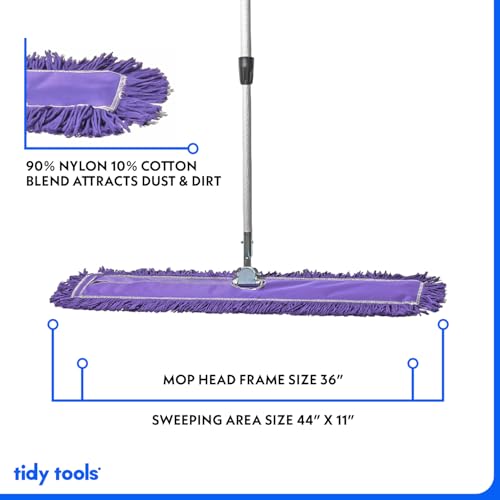 36 Inch Purple Dust Mop with Metal Handle and 36 Inch Dust Mop Refill Bundle - 1 Mop Set and 4 Refills