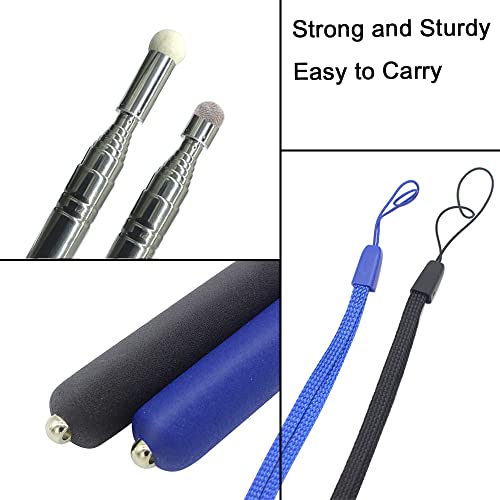 Pointer for Teachers, Yeeseok 4 Pcs Telescoping Teachers Pointers Stick Stainless Steel Extendable for Classroom Supplies (3 Pcs with Felt Tip & 1 Pcs with Capacitor Tip for Touch Screens iPad)
