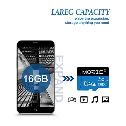 1TB MicroSDXC Memory Card 1024GB Micro SD Card High Speed TF Card Class 10 with SD Card Adapter (1TB)