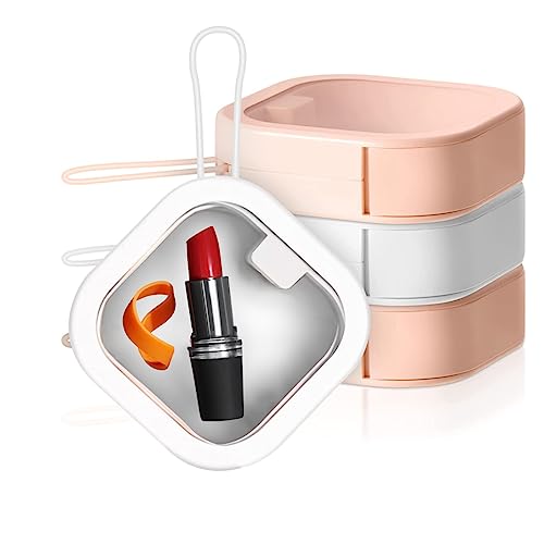 4Pcs Hair Tie Organizer,Portable Hair Tie Holder Organizer Containers Stackable Hair Ties Qtip Holder Travel Cotton Swab Dispenser Hair Accessories Organizer Box (Pink And White)