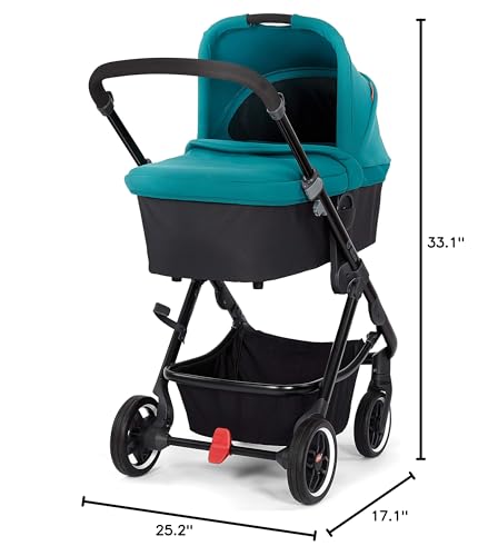 Diono Excurze Carrycot for Newborn Baby, Stroller Bassinet for Baby, Breathable Mattress for Comfortable Sleeping, Suitable from Birth, Blue Turquoise