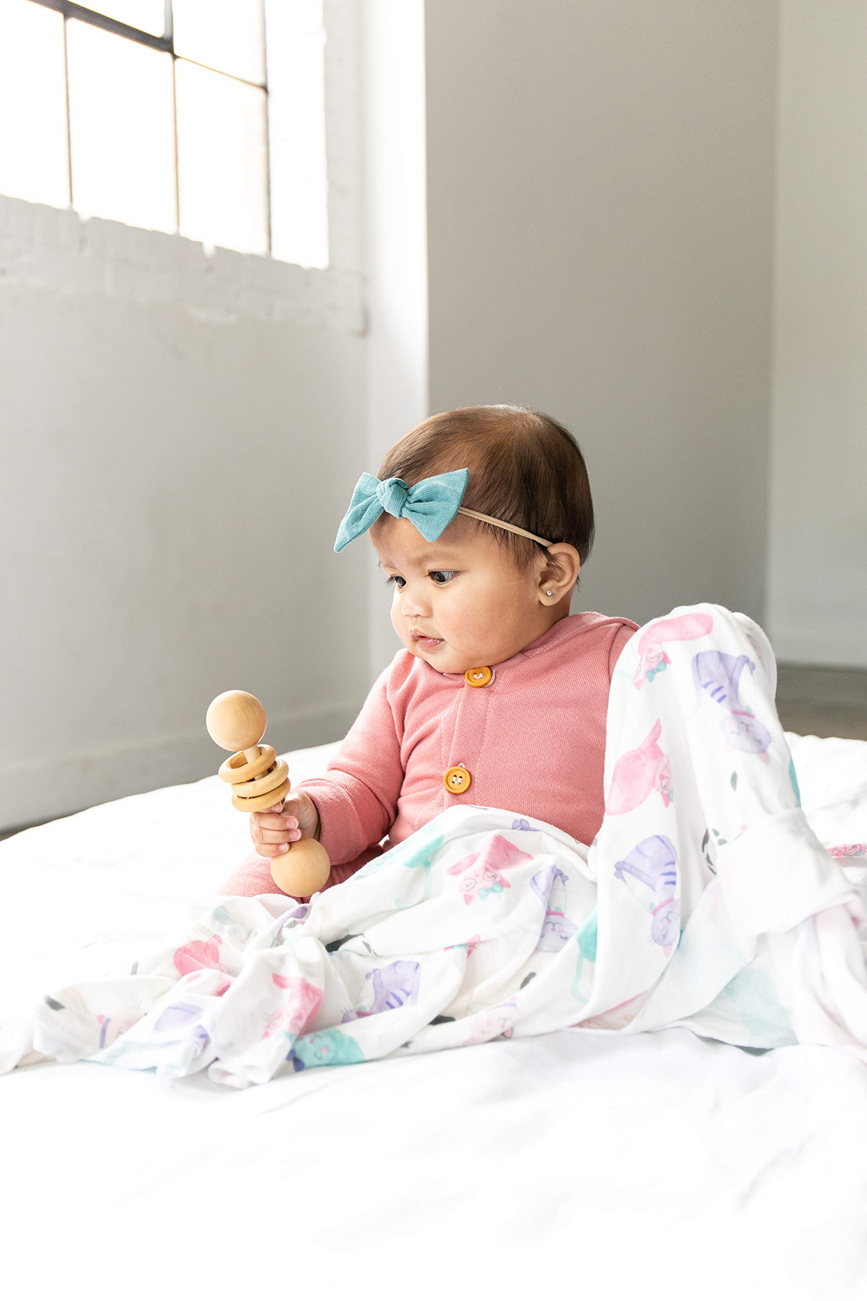 Large Premium Knit Baby Swaddle Receiving Blanket "Sassy" by Copper Pearl
