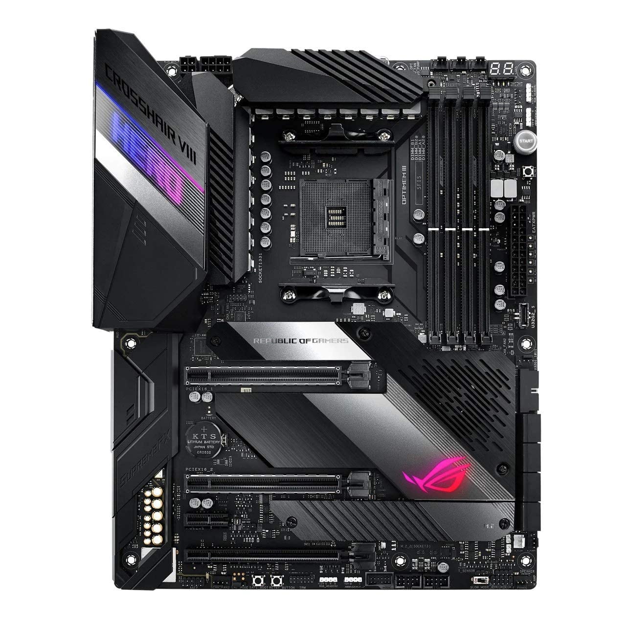 ASUS ROG Crosshair VIII Hero X570 ATX Motherboard with PCIe 4.0, Integrated 2.5 Gbps LAN, USB 3.2, SATA, M.2, Node and Aura Sync RGB Lighting (Renewed)