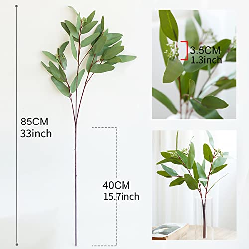 ANNIE&PANDA 3 Pack Faux Real Touch Artificial Eucalyptus Stems with Seeds 31'' Tall Fake Plants Leaves Olive Tree Branches Faux Greenery Stems for Bridal Wedding Bouquet Vase Table Centerpiece Decor