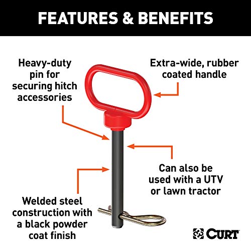 CURT 45805 1/2 x 3-5/8-Inch Clevis Pin Hitch with Rubber-Coated Handle and Clip