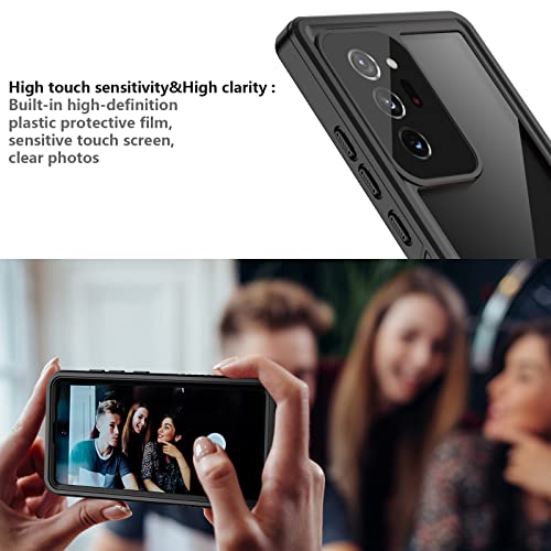 AMILIFECASES for Samsung Galaxy Note 20 Ultra Case Waterproof,with Built-in Screen Protector,Full Body Shockproof,Protective Case for Samsung Note 20 Ultra(Black/Clear)