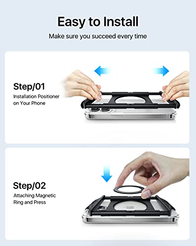 andobil MagStick Magnetic Ring, [Auto-Aligning, Easy-Install] Wireless Charging Adapter, Magnet Sticker Compatible with MagSafe/iPhone 14/13/ 12/11/ X, S22/ S21 etc, Mag Safe Accessories, 2 Pack