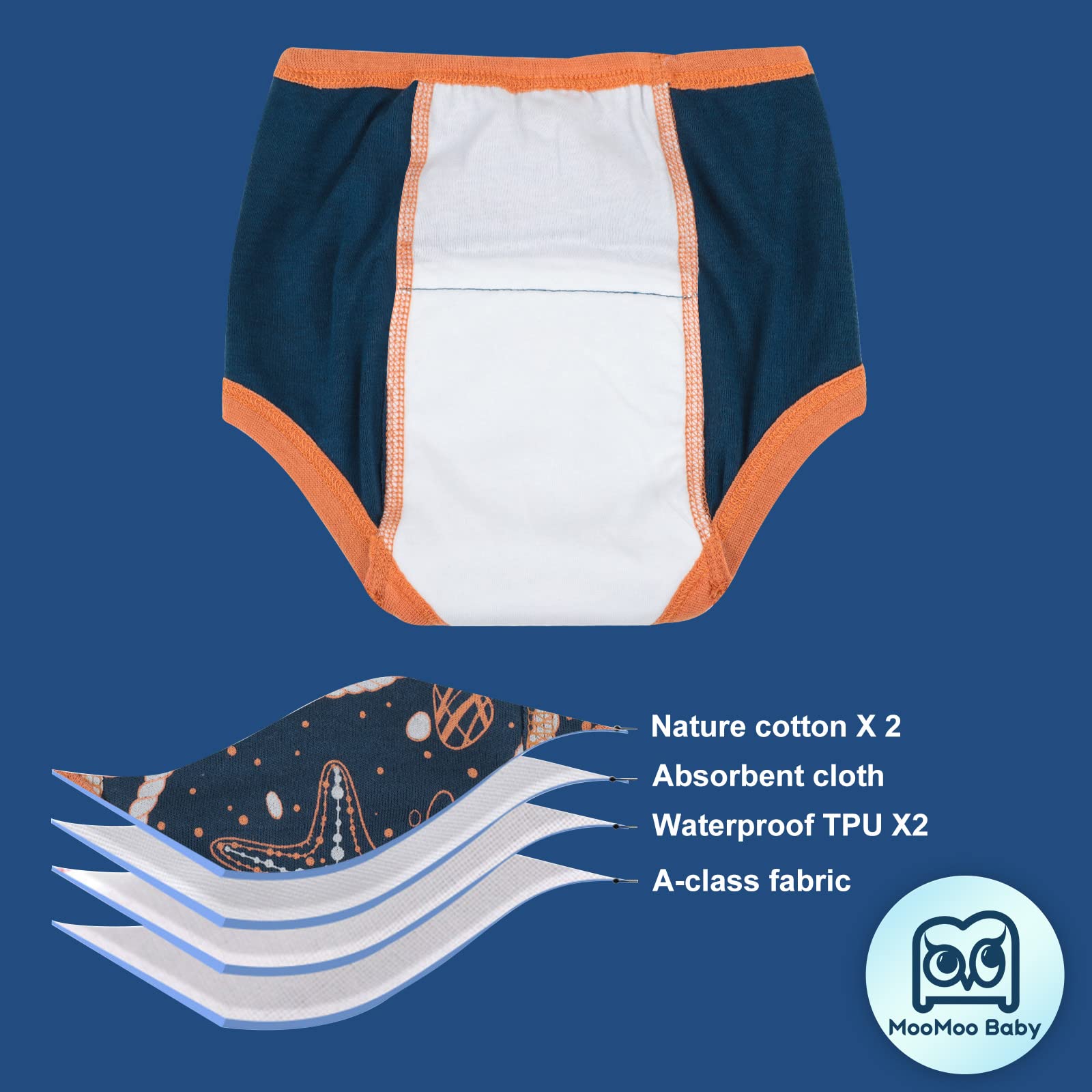 MooMoo Baby 8 Packs Potty Training Pants Cotton Absorbent Training Underwear for Toddler Baby Boy 2T