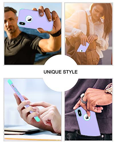 BENTOBEN iPhone X Case, iPhone Xs Case, 2 in 1 Slim Full Body Rugged Shockproof Hybrid Hard PC Bumper Drop Protective Girls Women Boy Men Covers for iPhone X/XS 5.8 inch, Purple/Mint