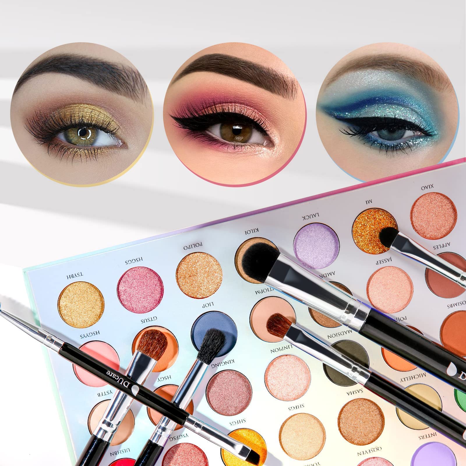 DUcare Eyeshadow Brush Set 6pcs Premium Eye Makeup Brushes Professional Eyeshadow Brushes with Double-Ended Angled Eyebrow Brush,Concealer, Blending, Eyeliner (Black)