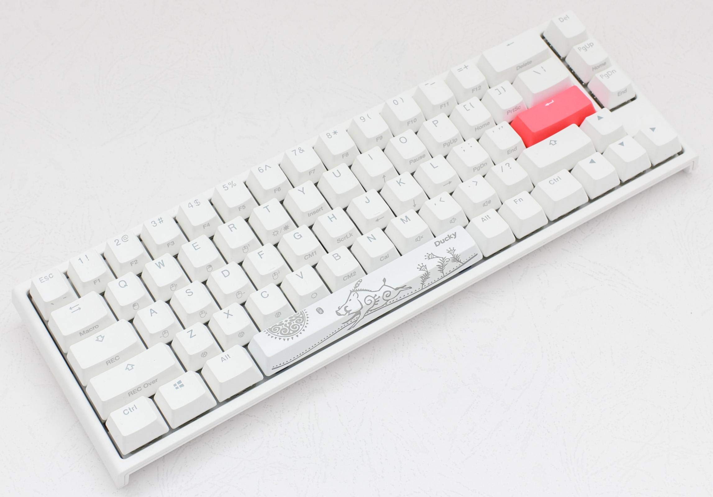 Ducky One 2 SF RGB Pure White RGB LED 65% Double Shot PBT Mechanical Keyboard (Cherry MX Silent Red)