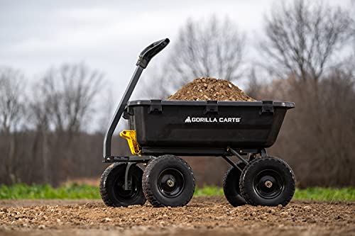 Gorilla Carts 7GCG-NF 7 Cu. Ft. Heavy-Duty Poly Garden Dump Cart with No-Flat Tires, Black (Amazon Exclusive)
