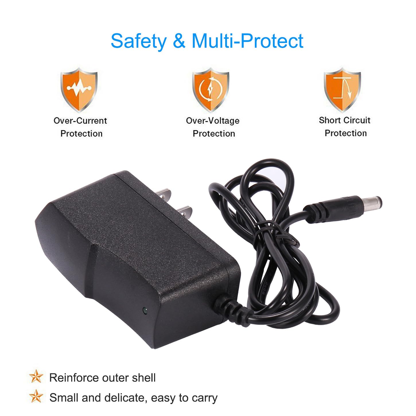 COOLM AC to DC 12V 500mA Power Supply Adapter 100-240V 50 60hz to 12V 0.5A Charger 6W 5.5mm x 2.5mm DC Plug for CCTV Security Camera Router