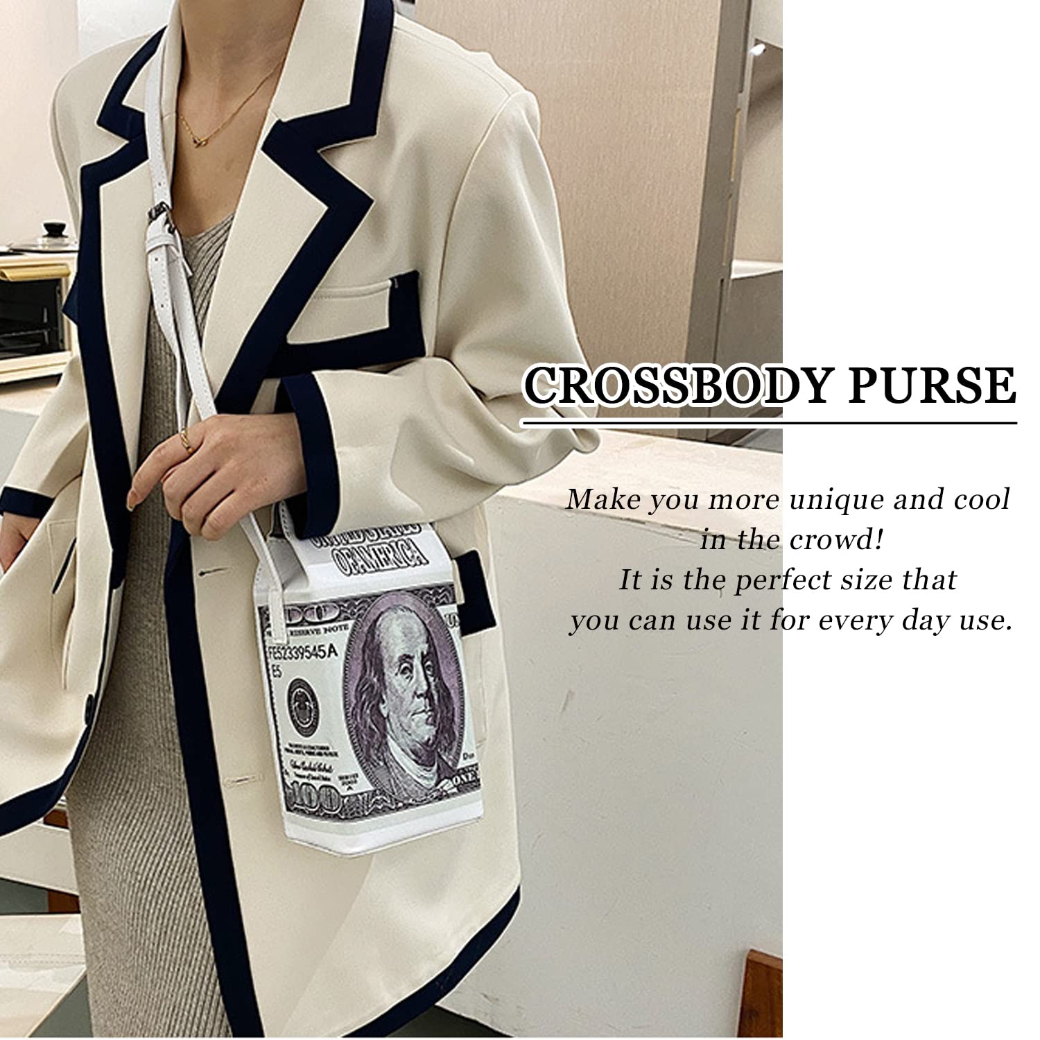Aovtero Dollar Bill Box Bag Crossbody Purse for Women Girl Shoulder Bags Pu Leather (Green)