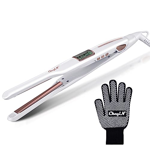 2/5 Inch Mini Flat Iron, CkeyiN Pencial Flat Iron for Short Hair, Beard and Pixie Cut, 30s PTC Fast Heating Small Hair Straightener with 15 Adjustable Temp, LCD Display, Auto Shut Off