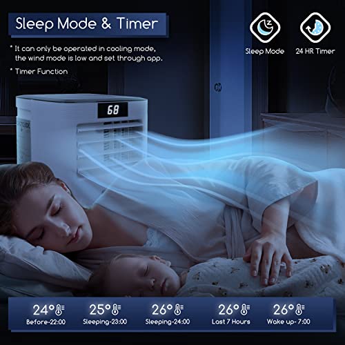 Aigostar Portable Air Conditioners, 10000 BTU(6500 BTU SACC)Smart 4-in-1 Dehumidifier, Fan, AC Unit, WIFI App & Remote Control, Compatible with Alexa & Google Assistant, 24H Timer, Window Kit, White