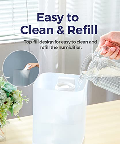 Aromacare Humidifiers for Bedroom, 2.5L Cool Mist Air Humidifier with Essential Oil Diffuser, Small Ultrasonic Top Fill for Baby Kids Plant, Auto Humidity, Auto Shut-Off (White)